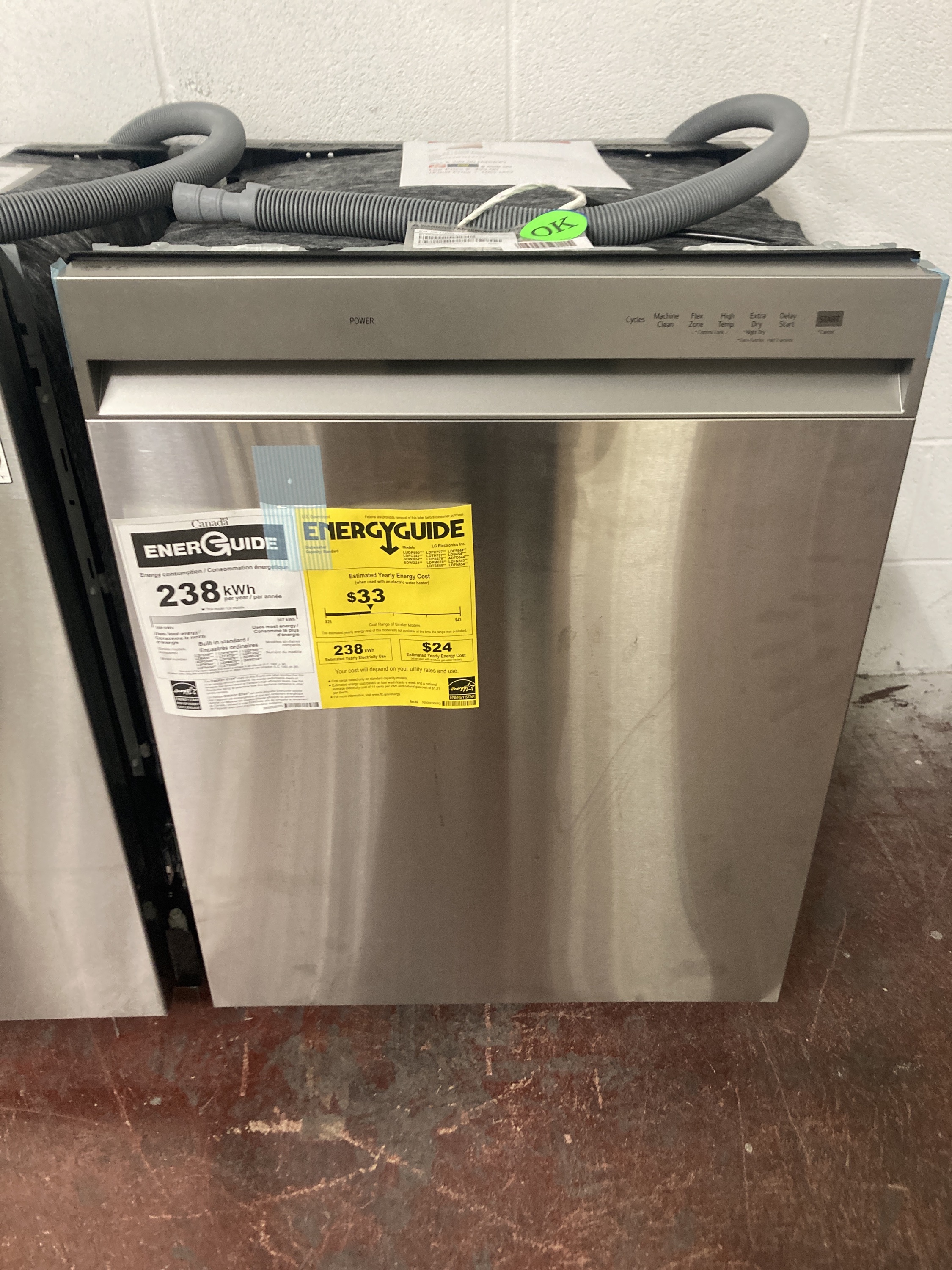 LG - 24" Front-Control Built-In Dishwasher with Stainless Steel Tub ...